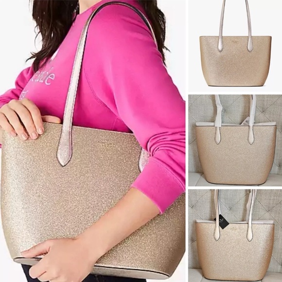 kate spade | Bags | Kate Spade Ny Rose Gold Pink Sparkle Joeley Tote ...